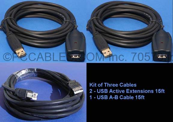 USB 2 0 COMPUTER CABLE LONG TYPE A to TYPE B CABLE 45FT3 CABLES - PC ...